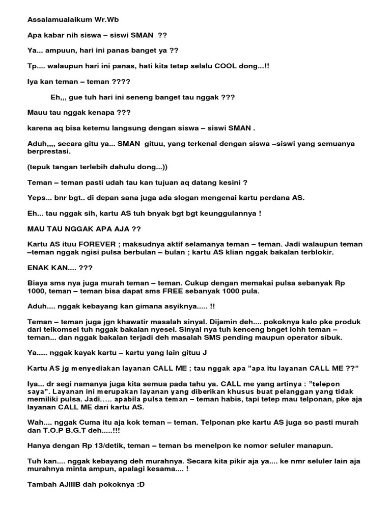 Contoh Teks MC Non Formal | PDF