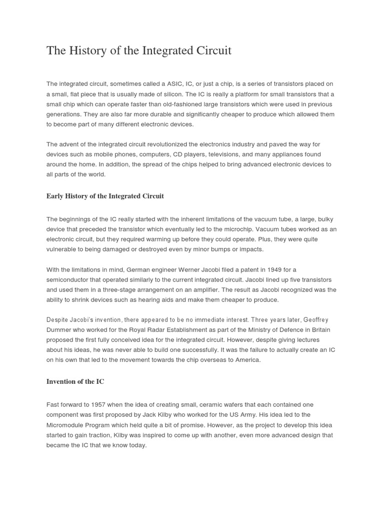 The History of The Integrated Circuit | PDF | Integrated Circuit | Mosfet