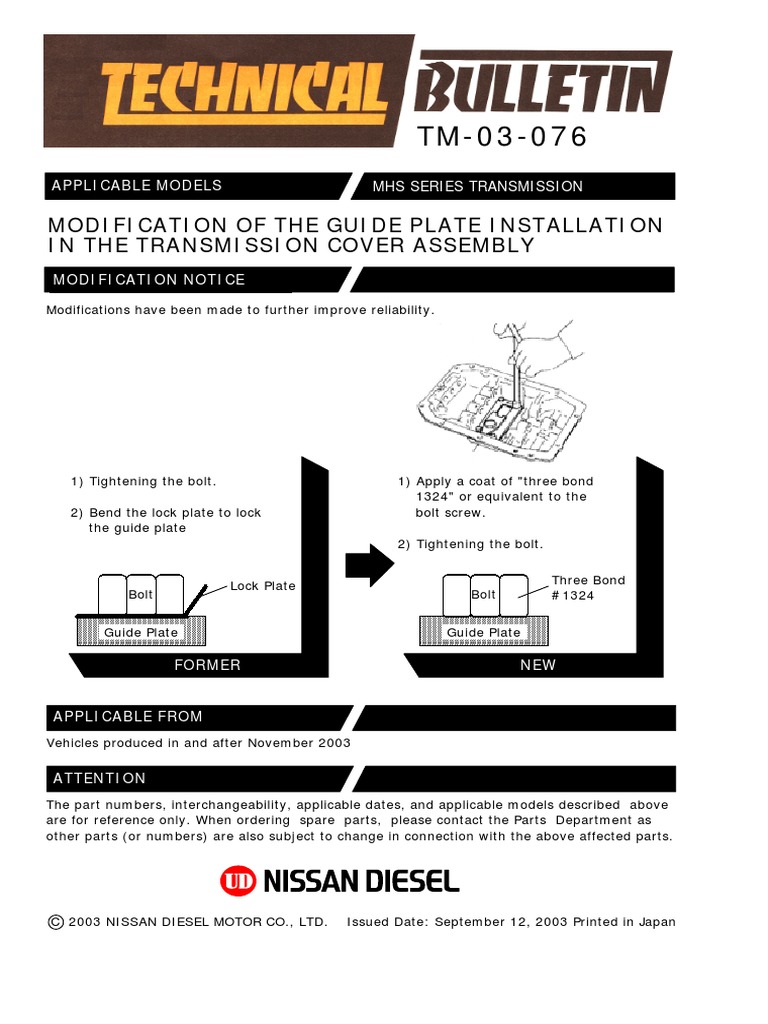 Modification of The Guide Plate Installation in The Transmission Cover ...