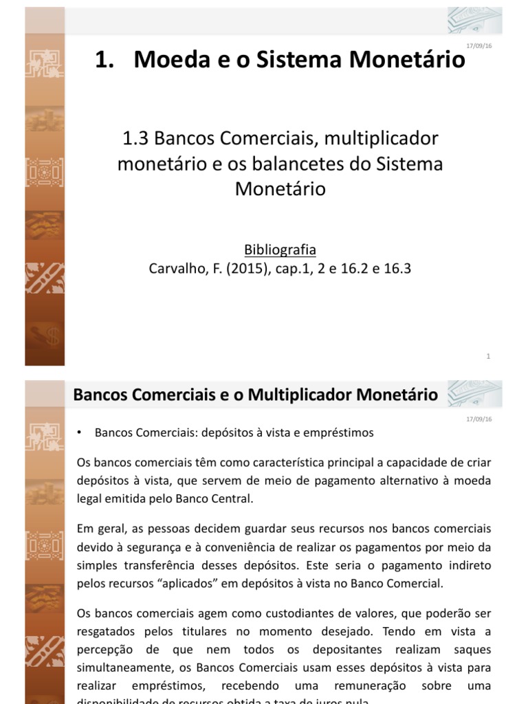 03 Monetaria I 1.3.bancos Comerciais Multiplicador Monetario e o ...