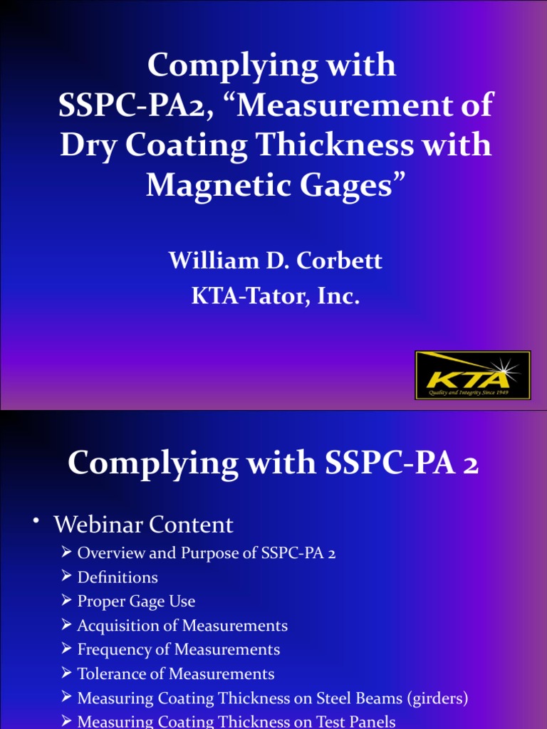 Complying With SSPC-PA2, "Measurement of Dry Coating Thickness With ...