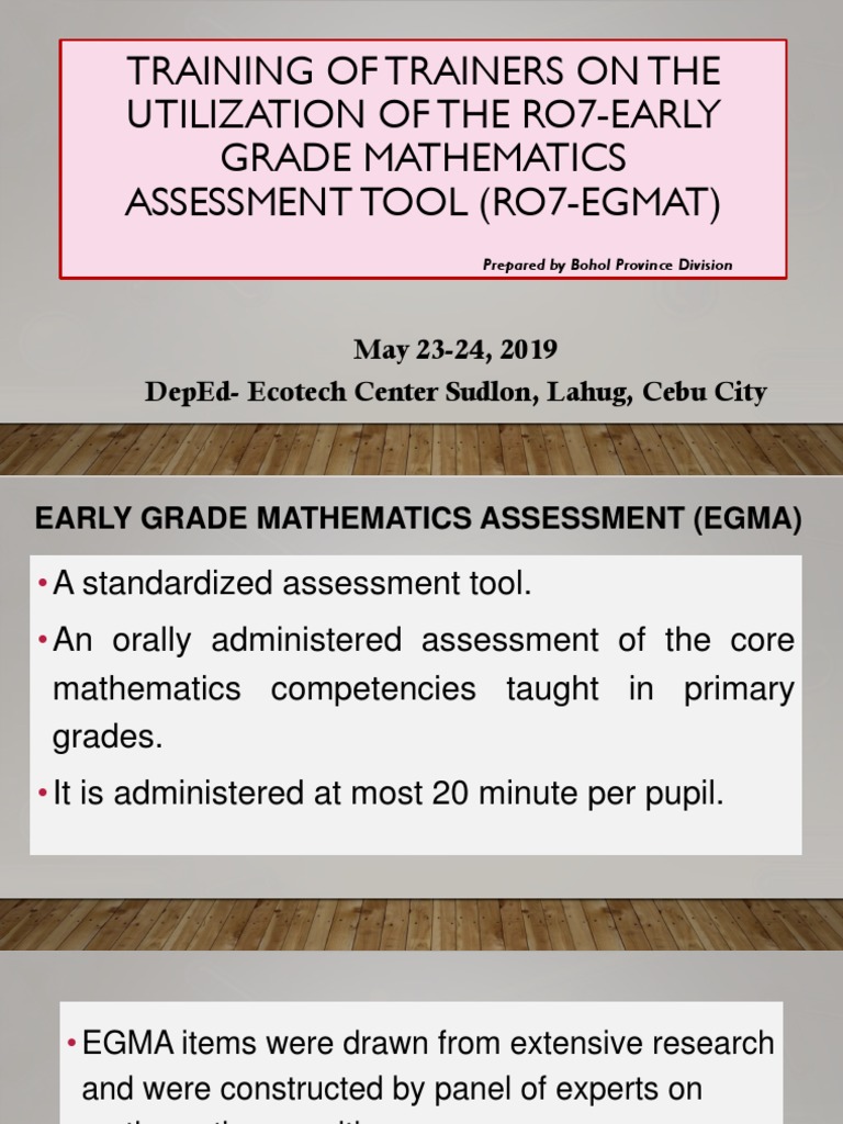 Early Grade Mathematics Assessment - Region TOT | PDF | Subtraction ...