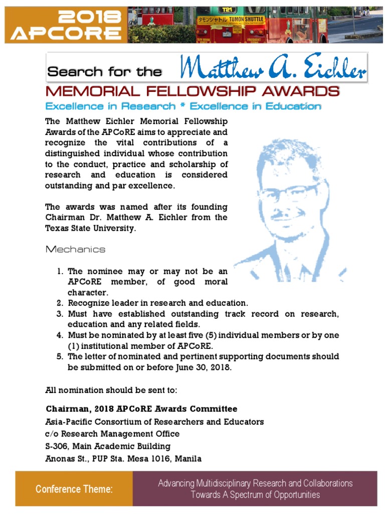2018 APCoRE (Matthew Eichler) Memorial Fellowship Awards | PDF | Career ...