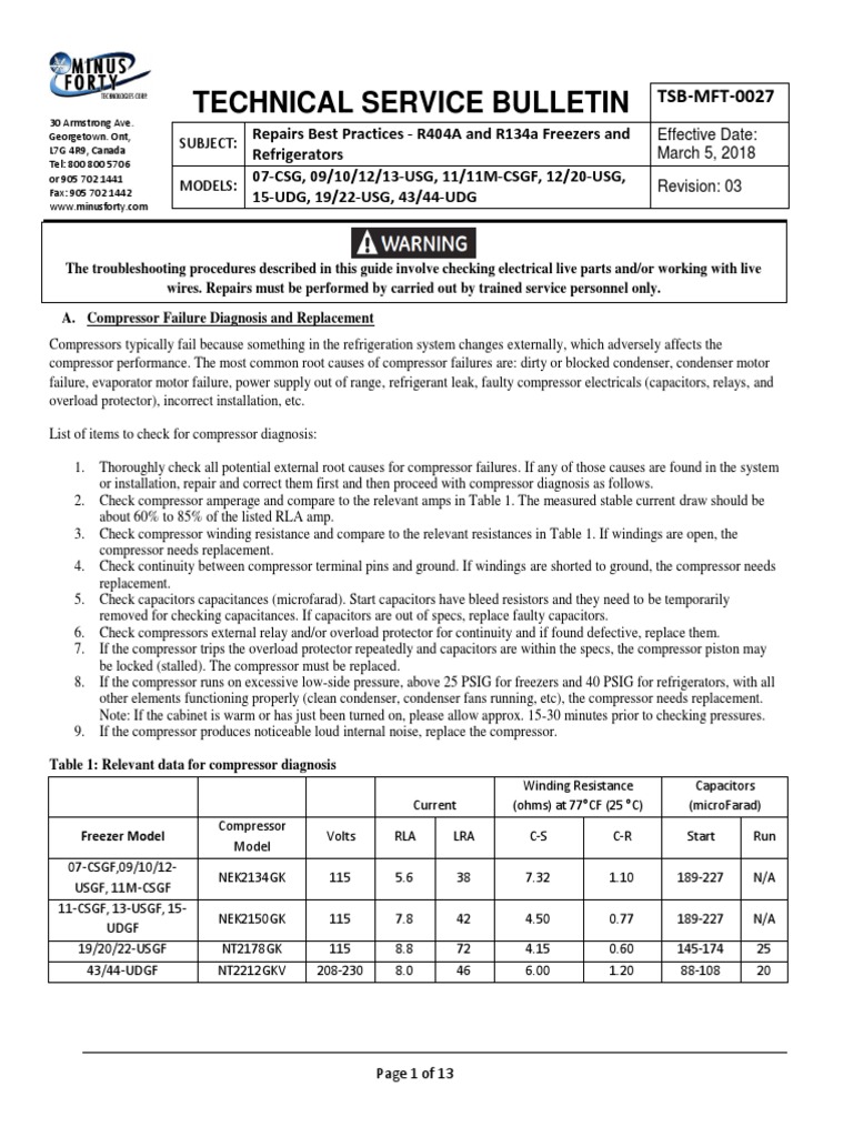 Technical Service Bulletin | PDF | Refrigerator | Hvac