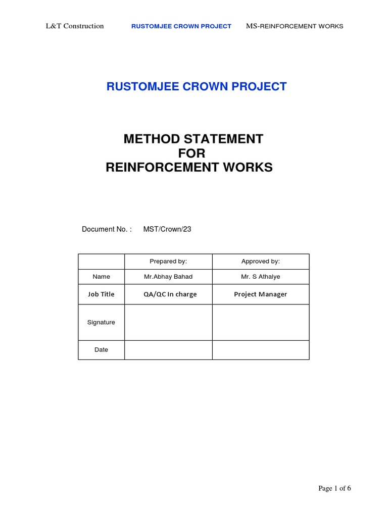 MST For REINFORCEMENT WORKS | Download Free PDF | Specification ...