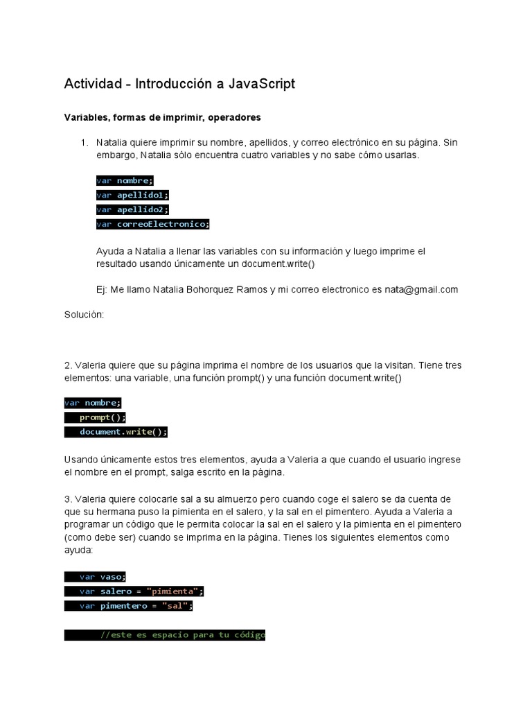 Actividad - Introducción A JavaScript | PDF | Script Java | Áreas de informática