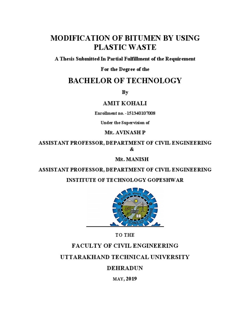 Modification of Bitumen by Using Plastic Waste | PDF | Road Surface | Asphalt