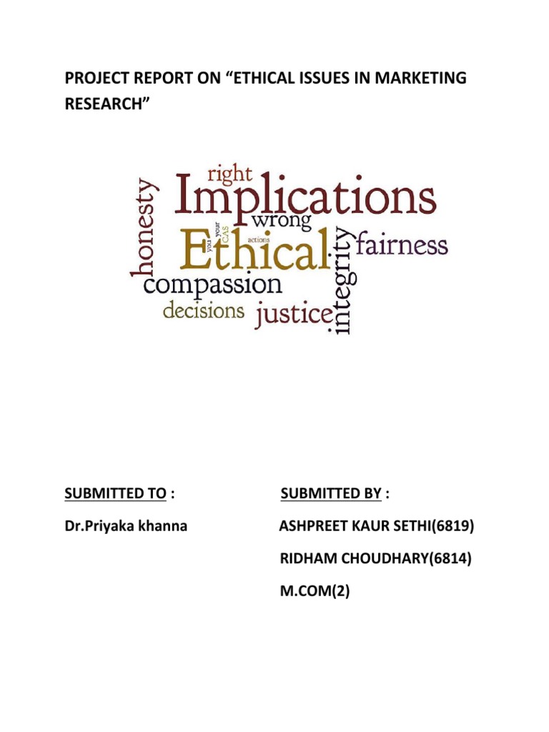 Project Report On "Ethical Issues in Marketing Research" | PDF ...