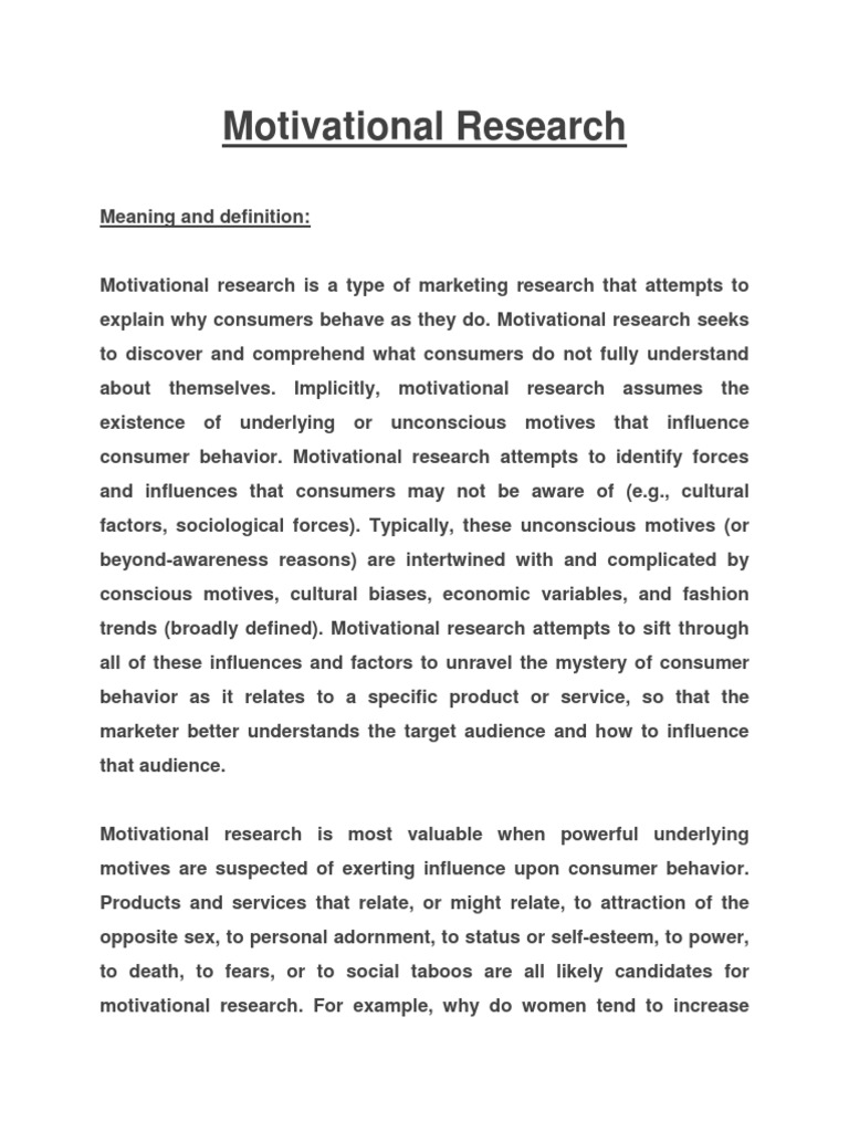 Motivational Research | PDF | Motivation | Motivational