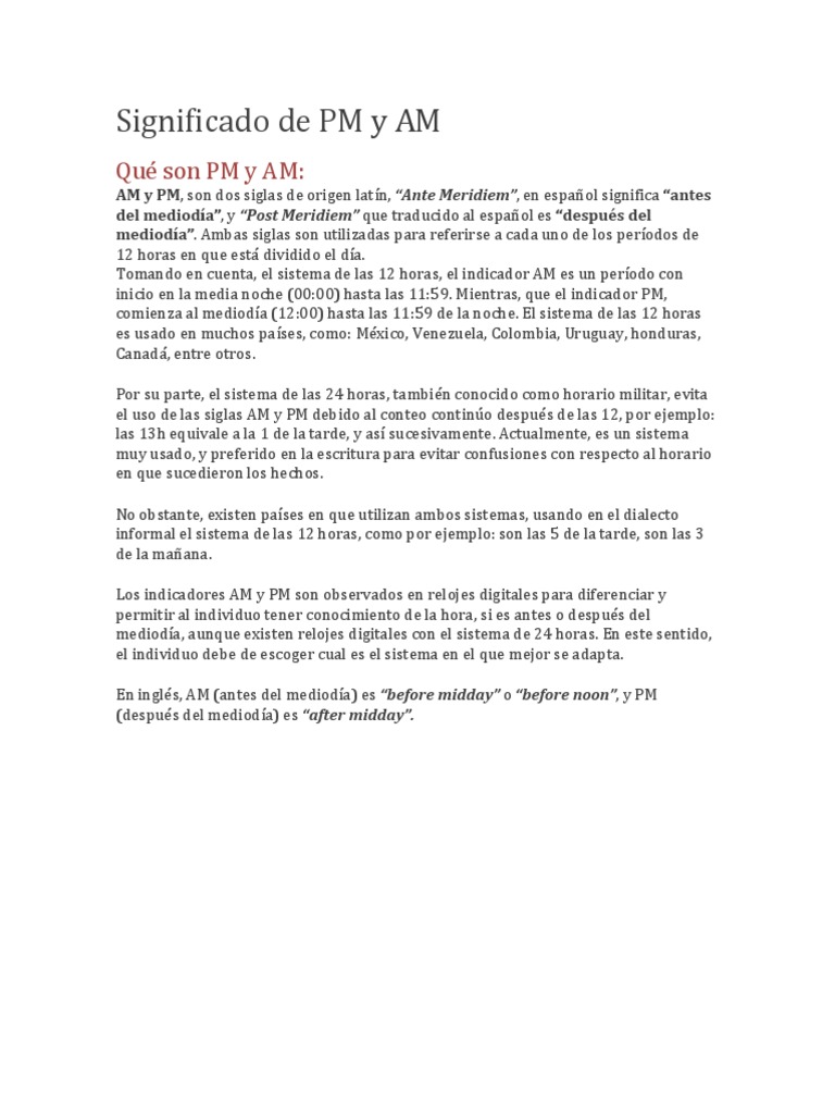 Significado de PM y AM | PDF