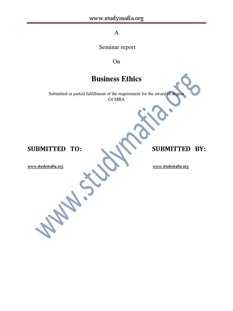 MBA Business Ethics Report PDF | PDF | Business Ethics | Employment