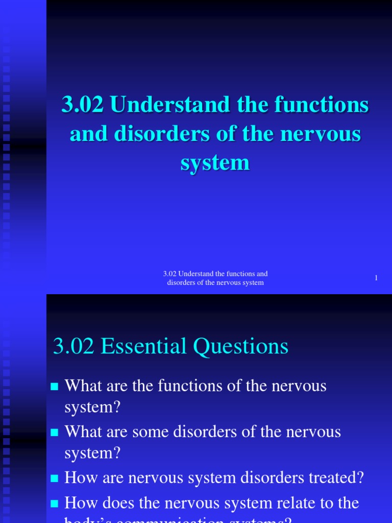 Nervous System Functions and Disorders | PDF | Neurological Disorders ...