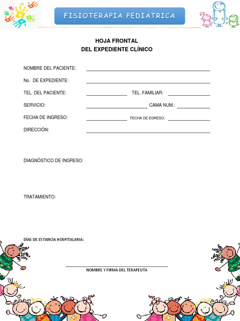 Hoja Frontal de Expediente Clínico Pediátrico | PDF | Terapia física ...