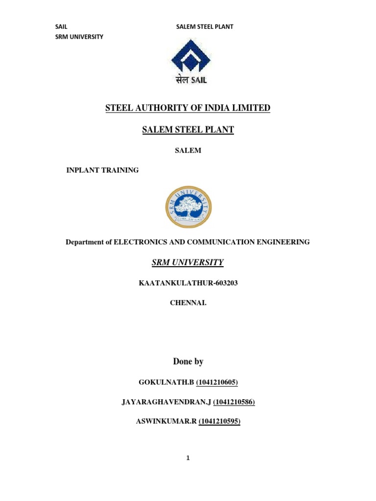 Steel Authority of India Limited Salem Steel Plant | PDF | Nature