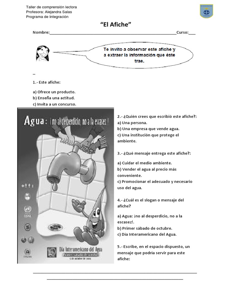 Afiche Comprension Lectora 3 | PDF