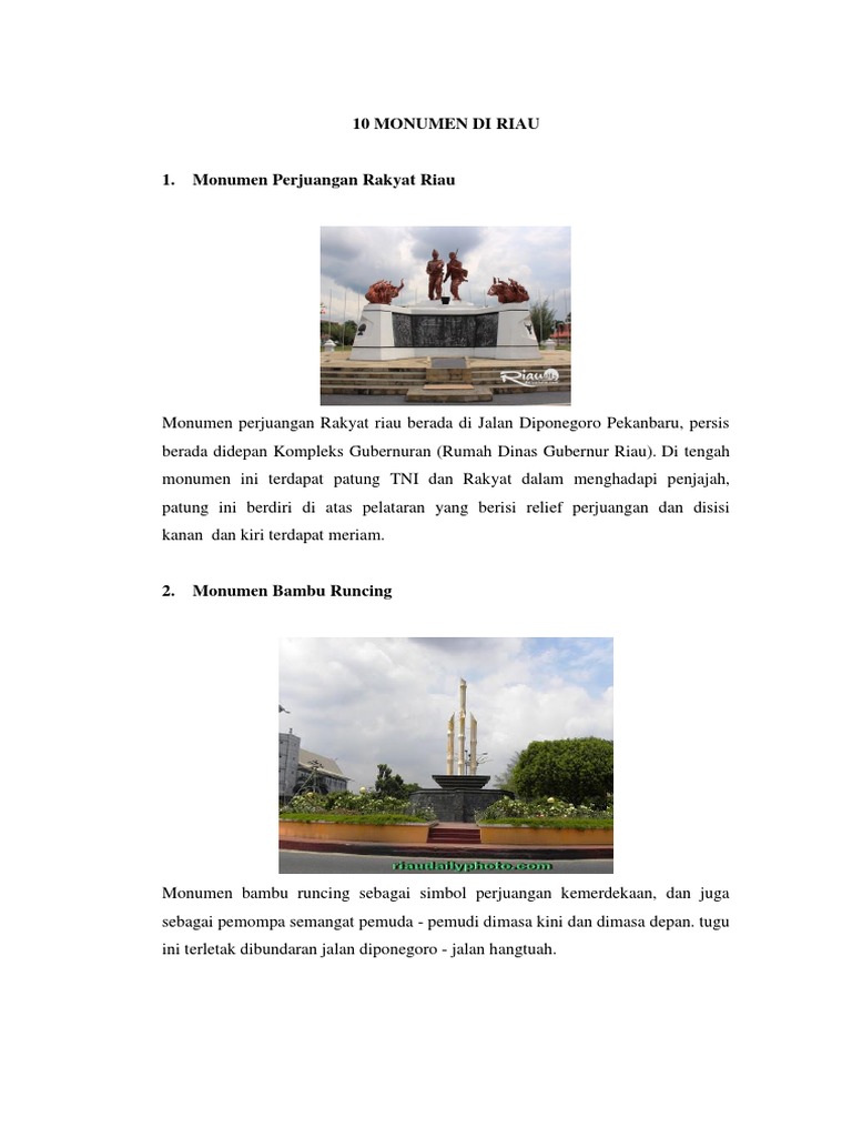 10 Monumen Di Riau | PDF
