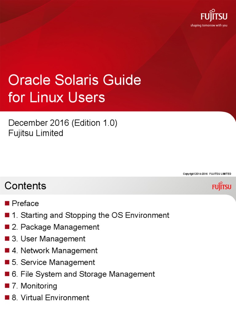 Oracle Solaris Guide For Linux Users: December 2016 (Edition 1.0 ...