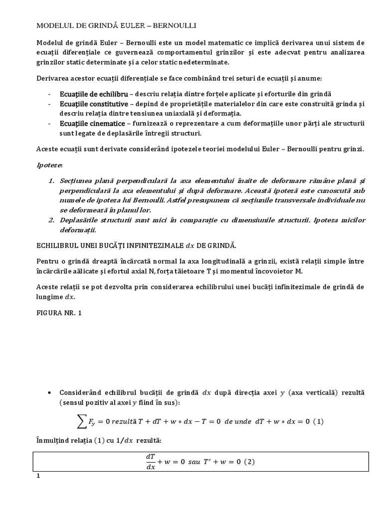 Modelul de Grinda Euler - Bernoulli | PDF