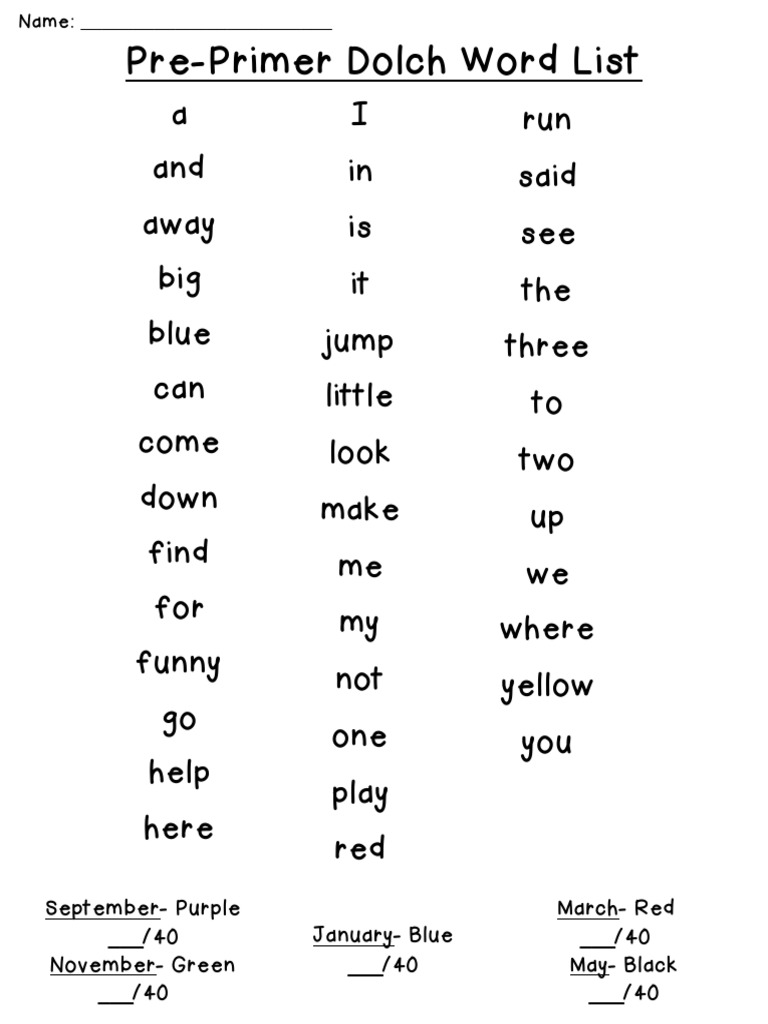 Updated Dolch Word List | PDF