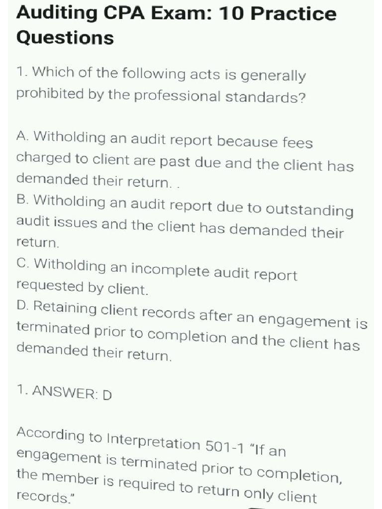 CPA Practice Questions | PDF