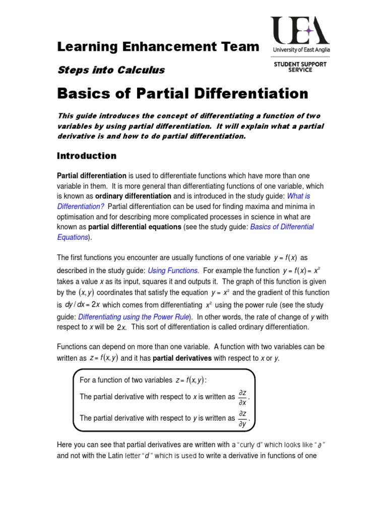 Basics of Partial Differentiation: Learning Enhancement Team | PDF ...