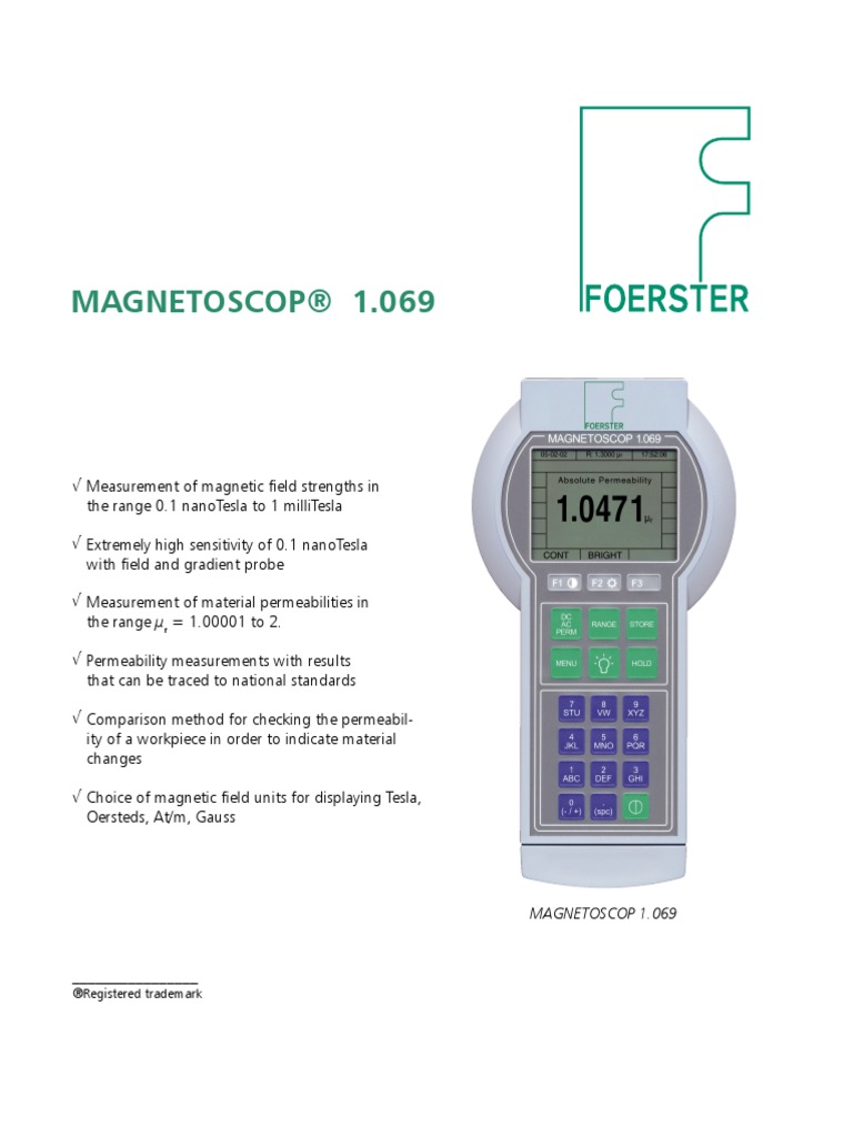 Magnetoscop 1069 E | PDF | Magnet | Calibration