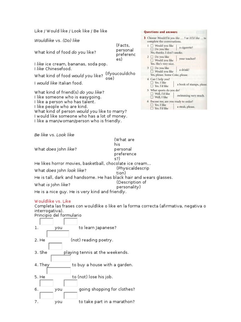 Like Vs Would Like | PDF | Grammatical Number | Noun