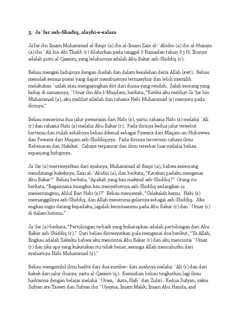 Ja'far ash-Shadiq: Ilmu dan Keramatnya | PDF