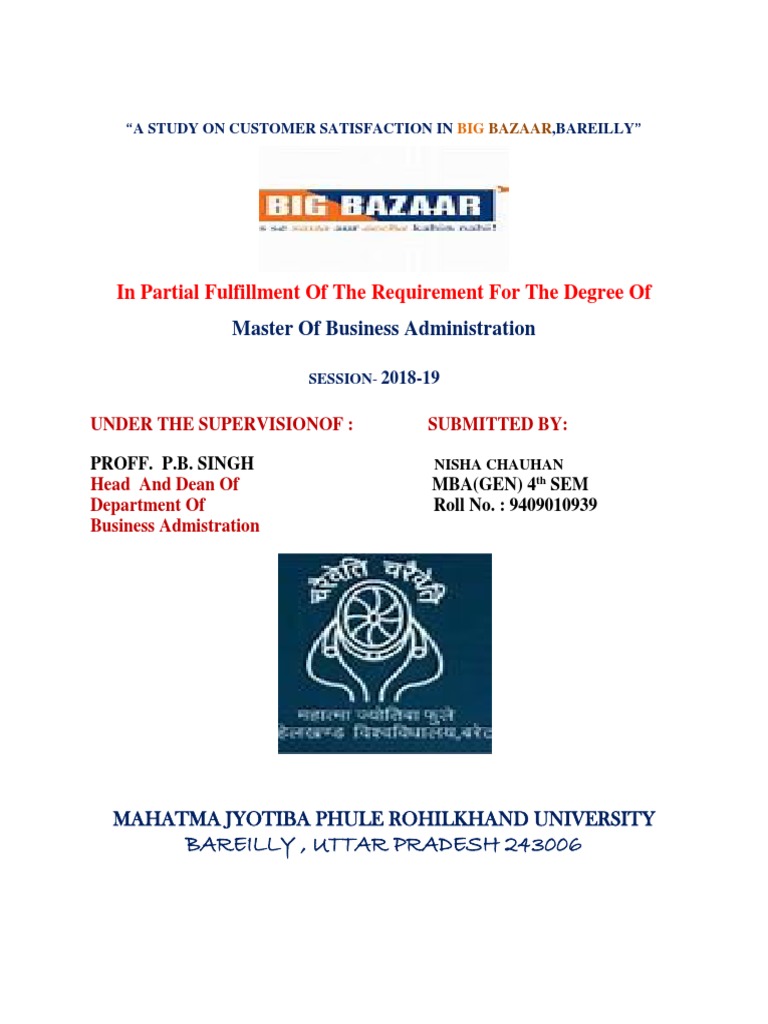 Nisha Project Report Final | PDF | Retail | Customer Satisfaction