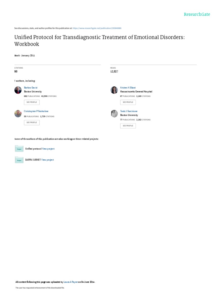 Unified Protocol For Transdiagnostic Treatment of PDF | PDF | Emotions ...