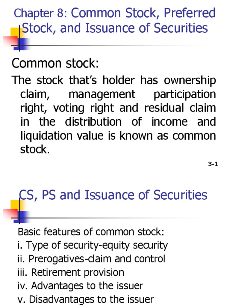 Common Stock, Preferred Stock, and Security Issuance Guide | PDF ...