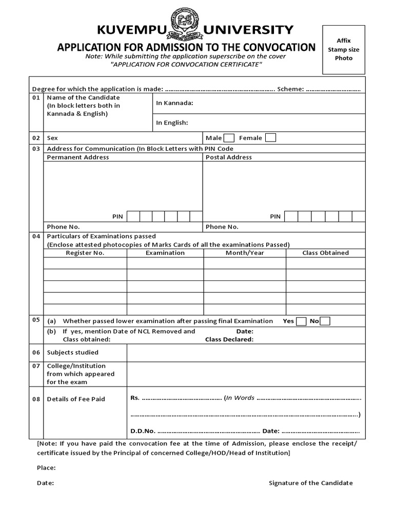Application Form For Convocation Certificate | PDF | Government | Business