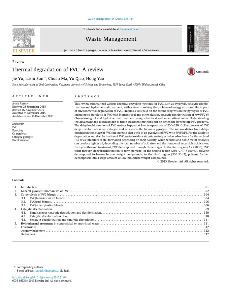 Thermal Degradation of PVC A Review | PDF | Plastic | Polyvinyl Chloride