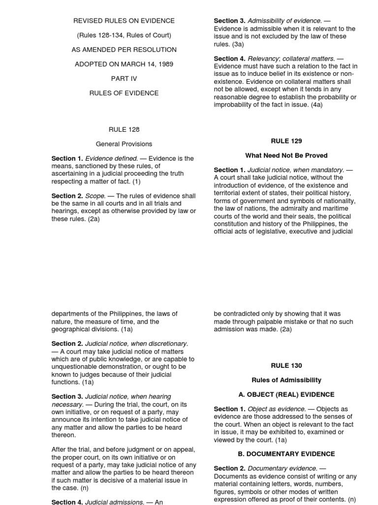 Revised Rules On Evidence | Download Free PDF | Evidence (Law ...