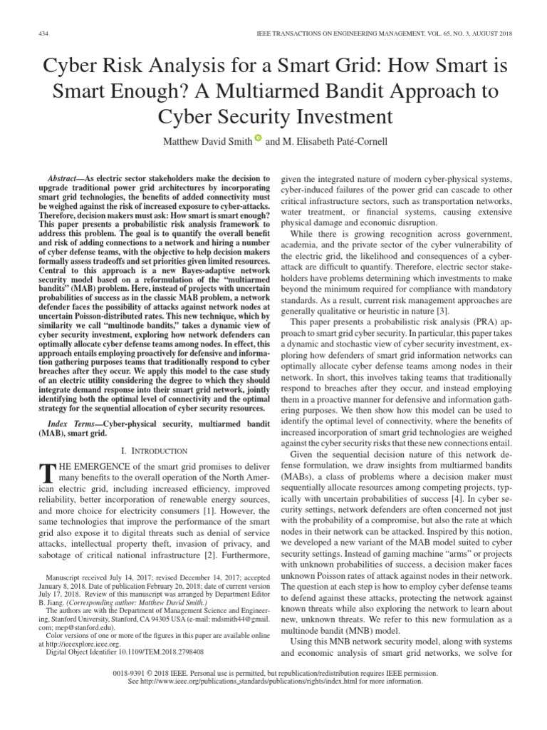 Cyber Risk Analysis For A Smart Grid | PDF | Smart Grid | Computer Security