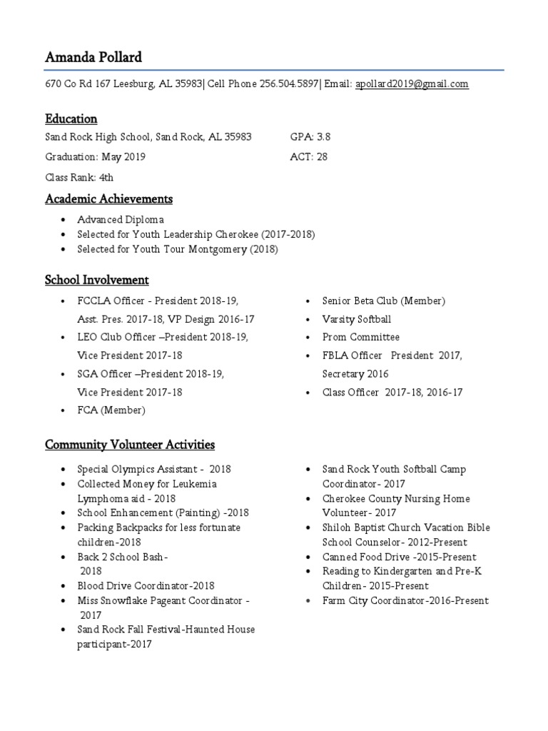 Amanda Pollard Resume 11-12 | PDF