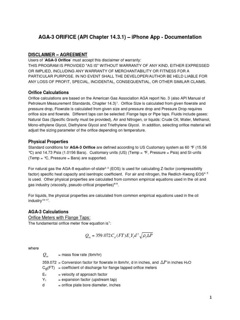 Aga-3 Orifice (Api Chapter 14.3.1) - Iphone App - Documentation | PDF ...