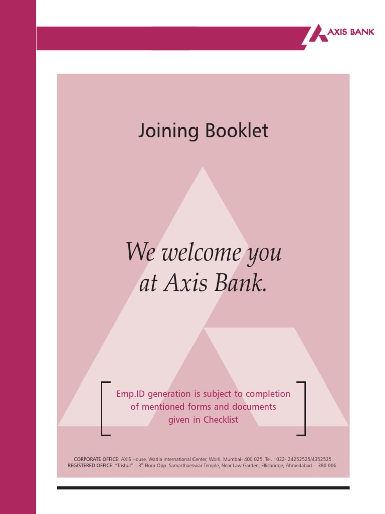 Axis Bank Employee Joining Kit Guide | PDF | Human Resource Management ...