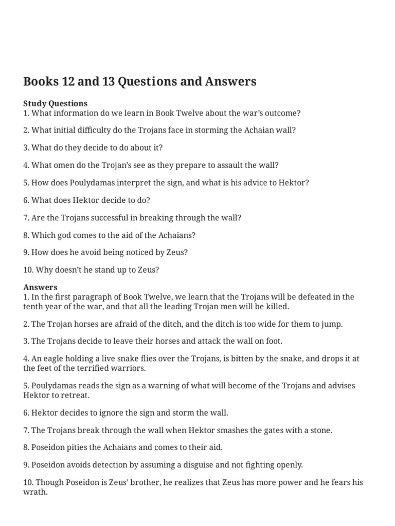 Books 12 and 13 Questions and Answers | PDF