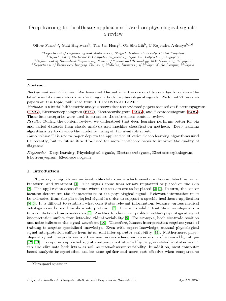 Deep Learning For Healthcare Applications Based On Physiological ...