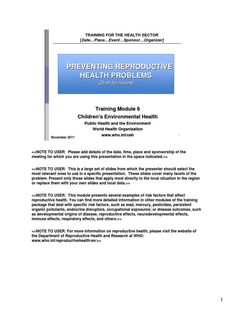 Preventing Reproductive Health Risks | PDF | Pesticide | Public Health