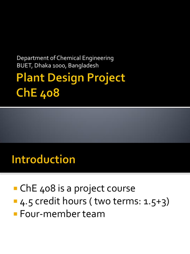 Che 408 Plant Design Project September 2017 | PDF | Chemical ...