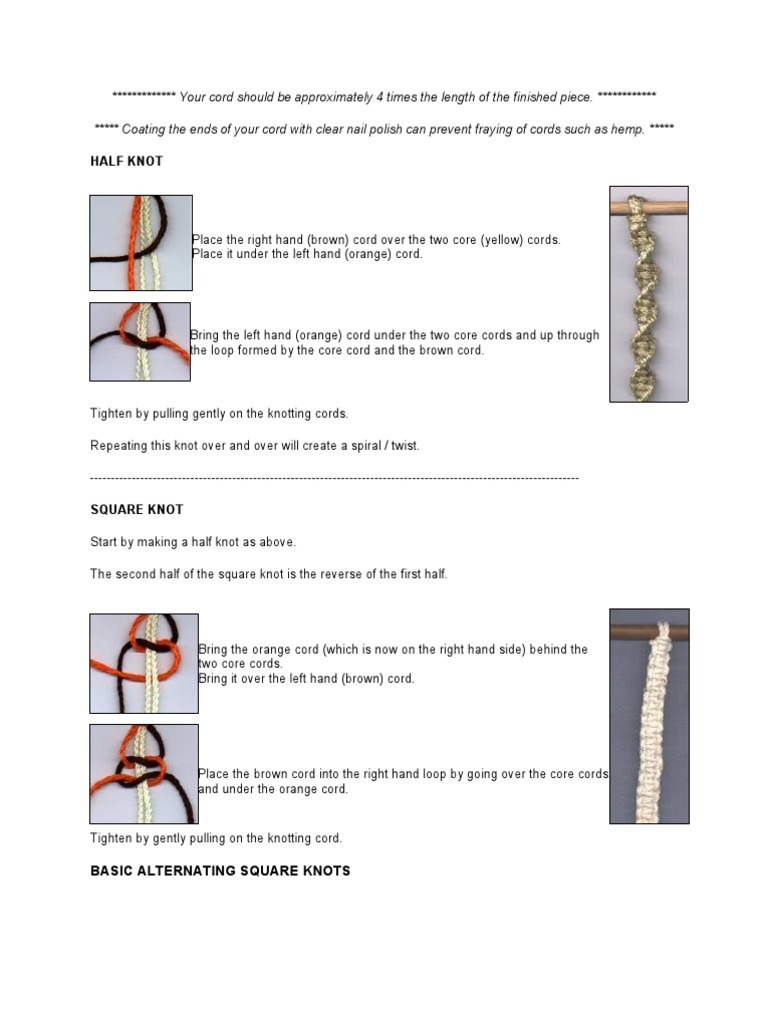 Half Knot: Basic Alternating Square Knots | PDF | Knot | Rope