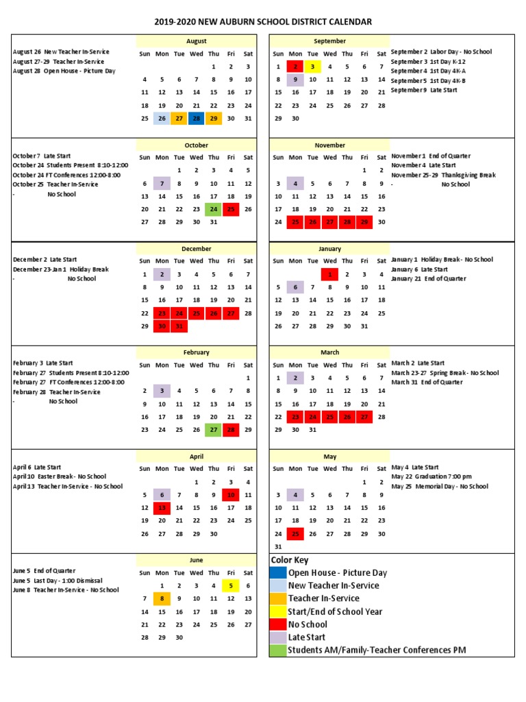 2019-20 District Calendar | PDF | Holidays | Observances