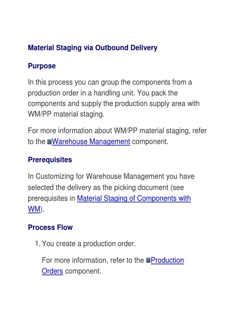 Material Staging Via Outbound Delivery | PDF | Computers