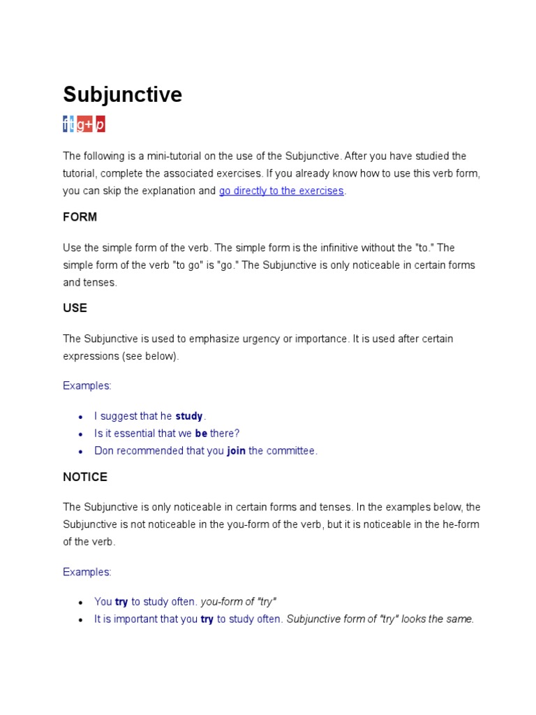Subjunctive | PDF | Grammatical Tense | Sentence (Linguistics)