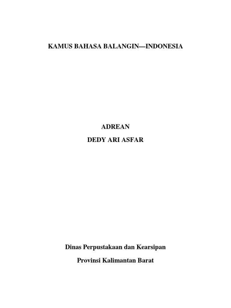 Kamus Bahasa Balangin PDF | PDF