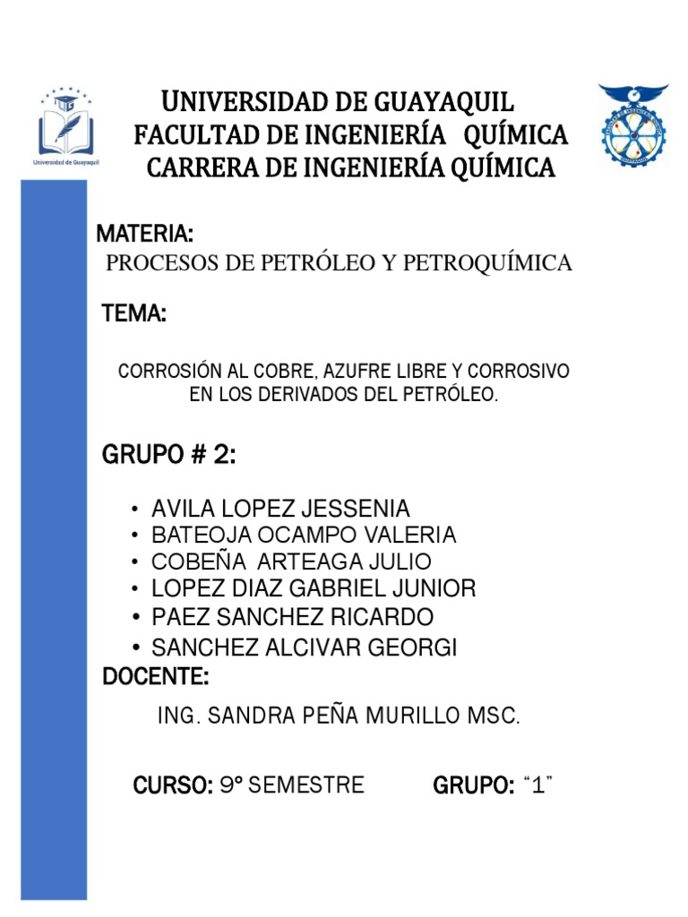 Imforme #3 - Corrosión Al Cobre - Grupo 2 | PDF | Petróleo | Cobre