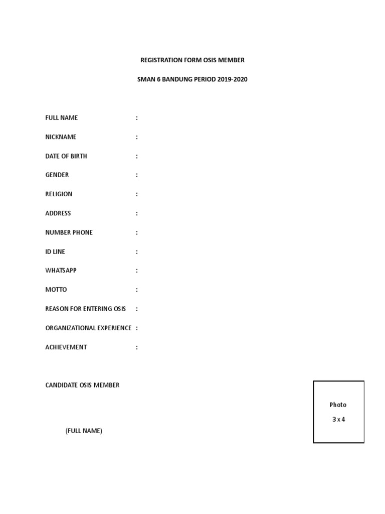 OSIS Member Registration Form 2019-2020 | PDF