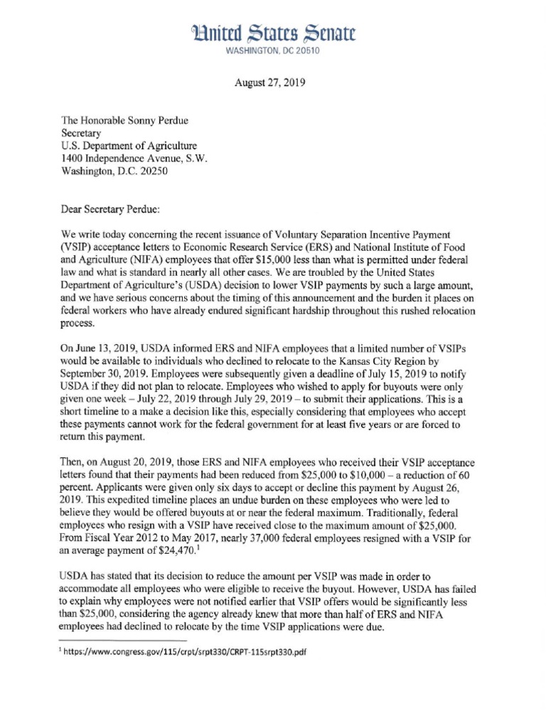08.27.19 Usda Ers Nifa Letter | PDF